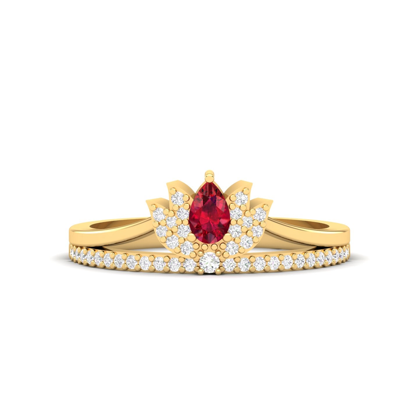 Maurya Ruby Loto Promise Ring with Accent Diamonds